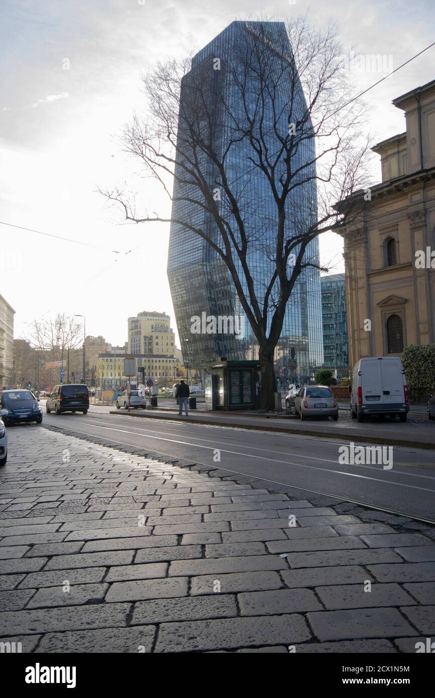 typical glimpse of the modern city center with the typical mix of ...