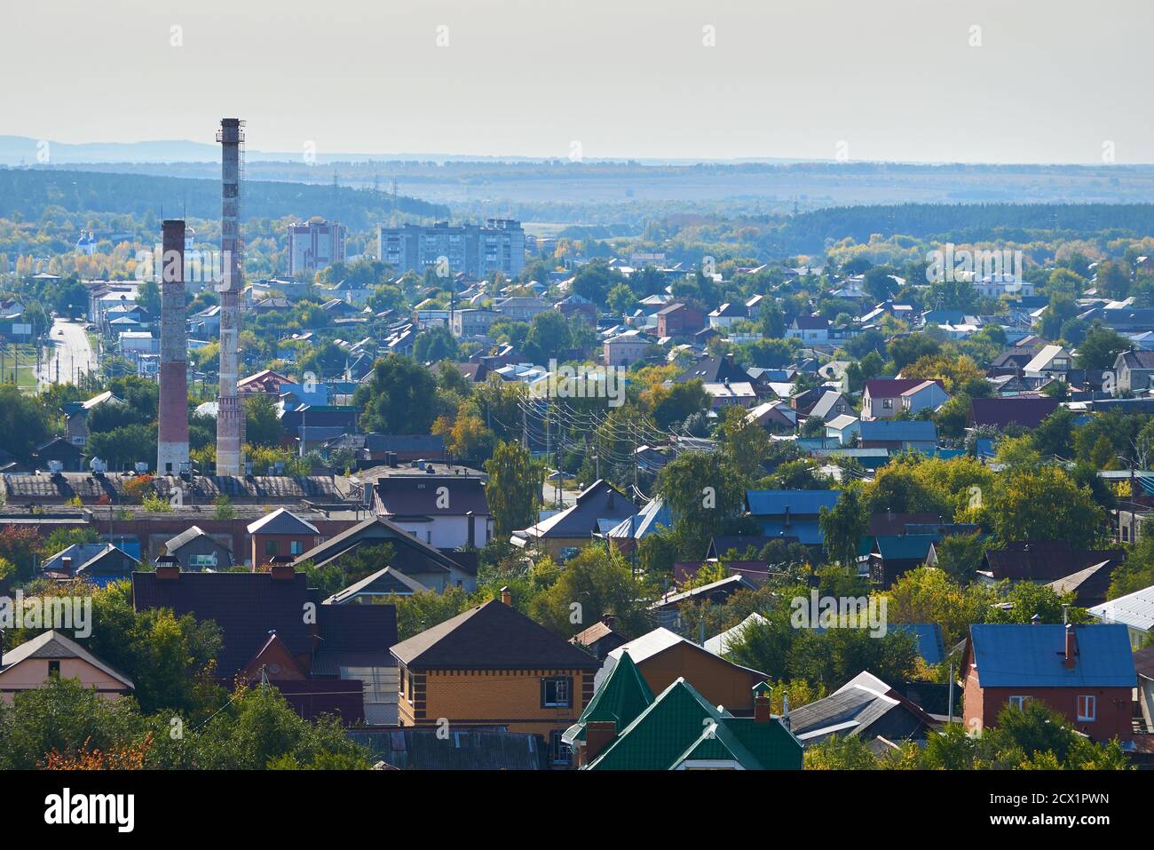 Small town with houses and trees top view Stock Photo - Alamy
