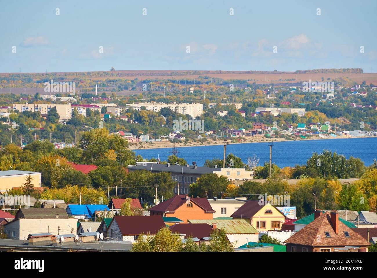 Small town with houses and trees top view Stock Photo - Alamy