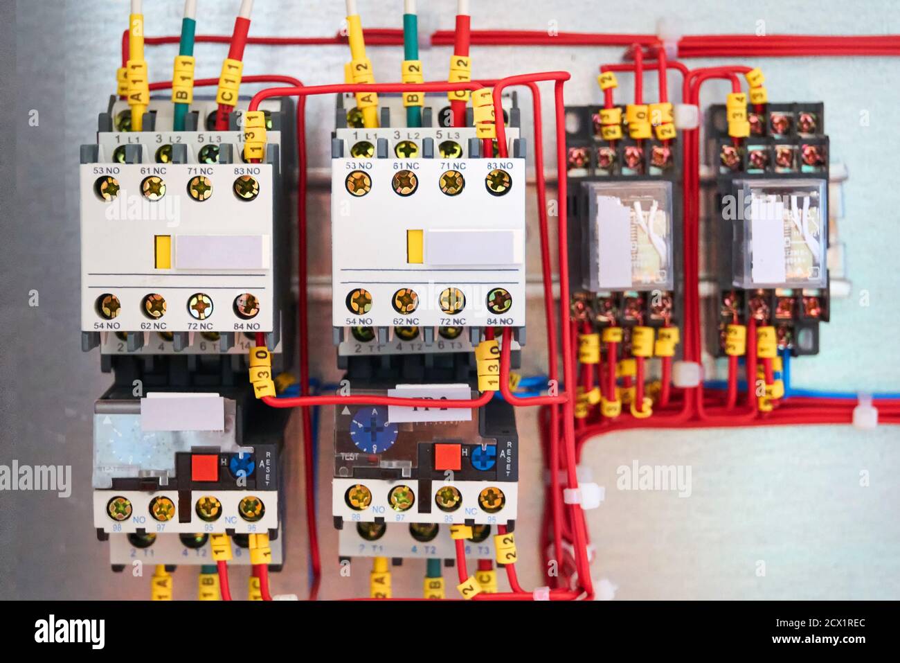 Electrical relays with connected wires Stock Photo - Alamy