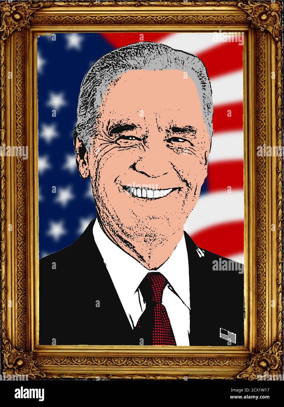 Portrait of the new president Joe Biden in a luxurious classical frame ...