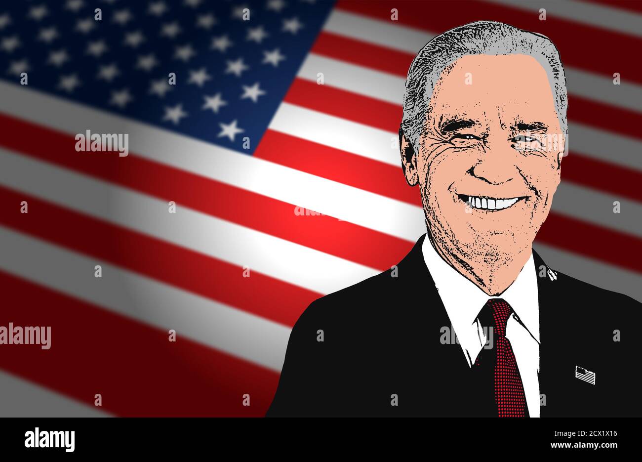 Joe Biden on an American flag background with space to write his words ... Joe Biden on an American flag background with space to write his words ...