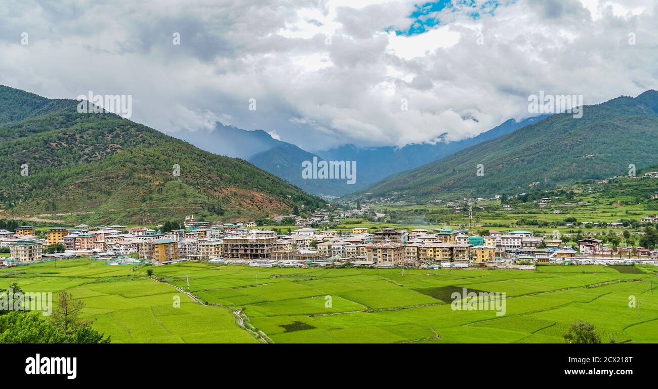 Panoramic view of Paro city in Paro, Bhutan Stock Photo - Alamy