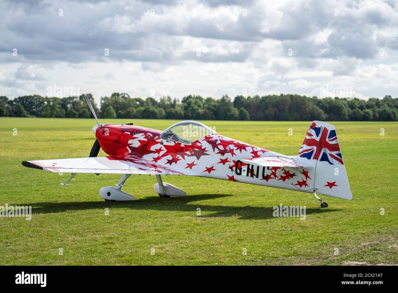 OLD WARDEN, BEDFORDSHIRE, UK ,OCTOBER 6, 2019.Small airplane ready to ...