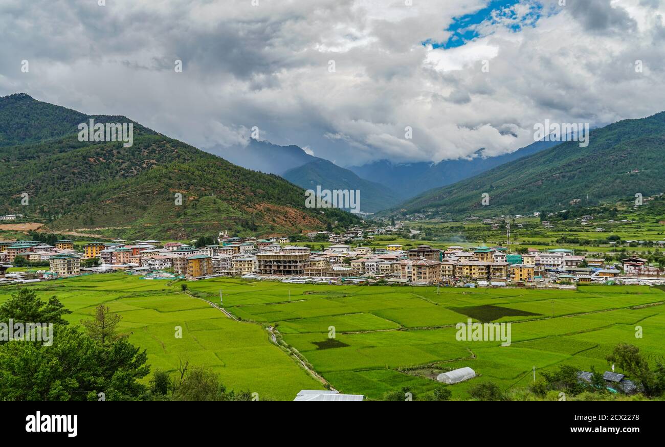 Panoramic view of Paro city in Paro, Bhutan Stock Photo - Alamy