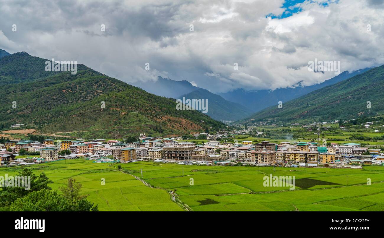 Panoramic view of Paro city in Paro, Bhutan Stock Photo - Alamy