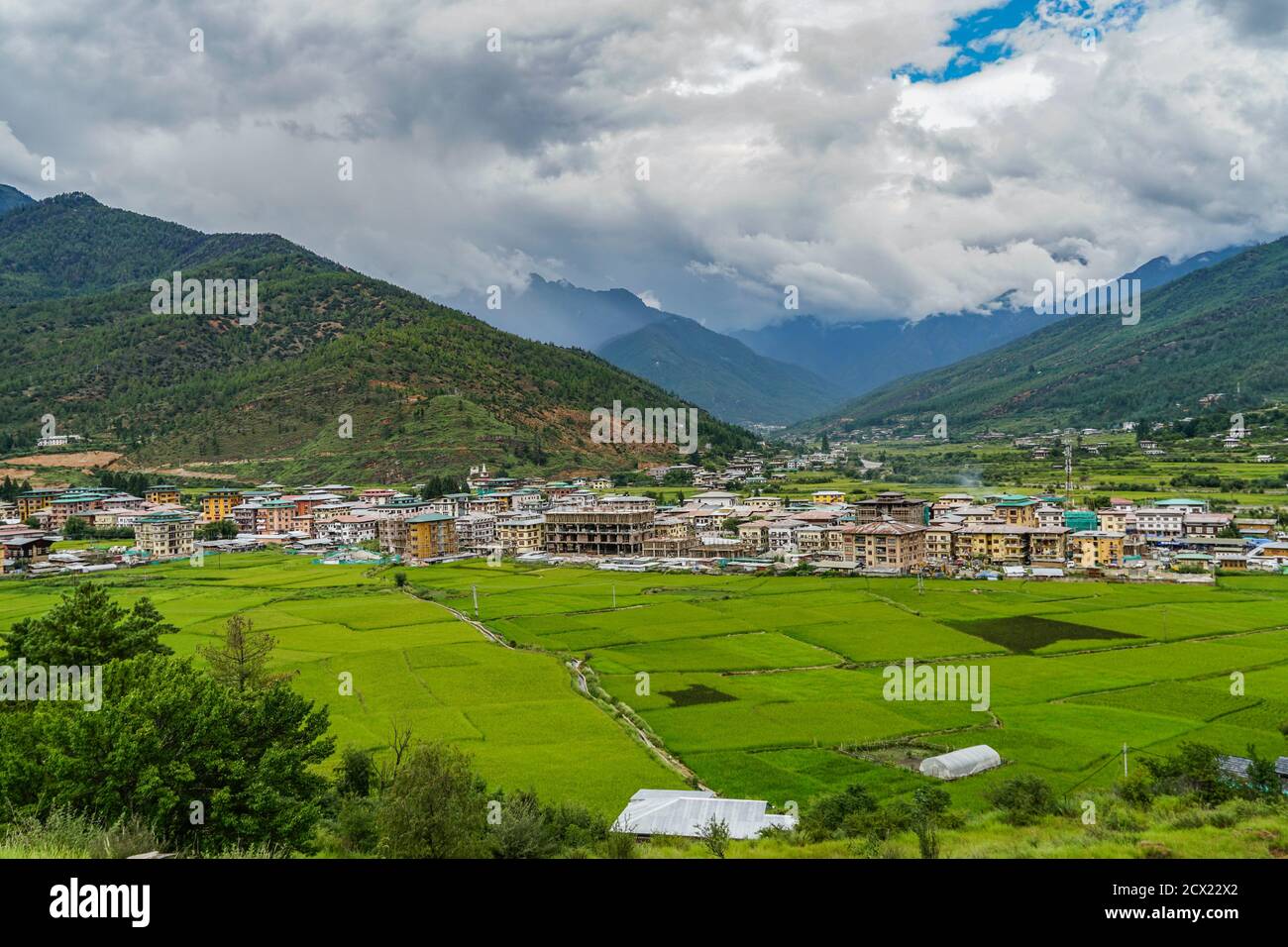 Panoramic view of Paro city in Paro, Bhutan Stock Photo - Alamy