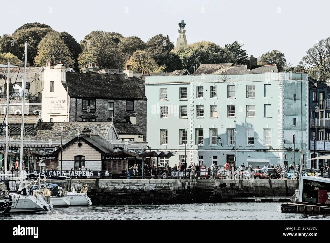 Photo illustration of Plymouth Sutton Harbour, inner basin, yachts at ...