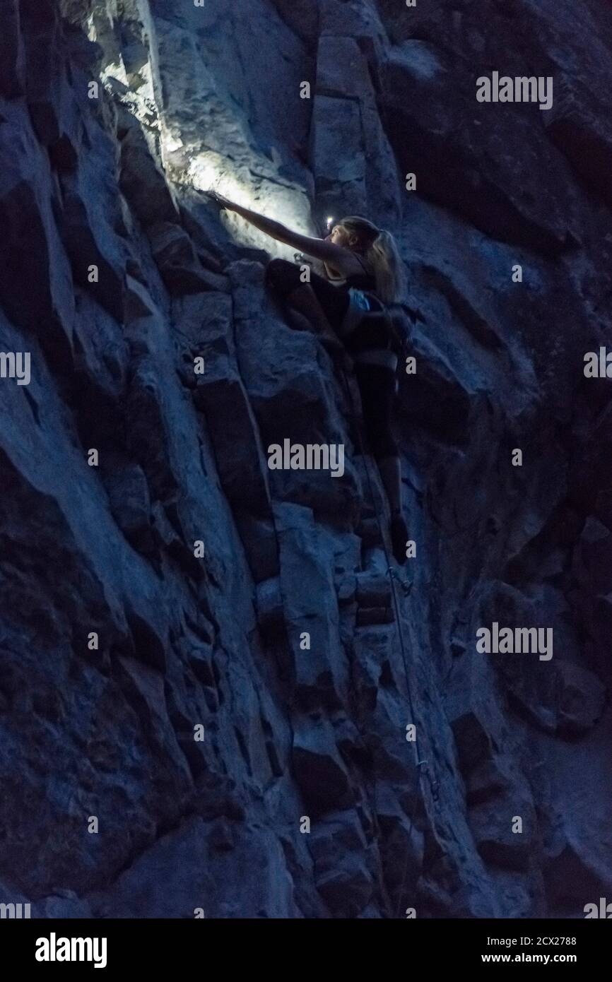 Climbing cliff for sports at night hi-res stock photography and images ...