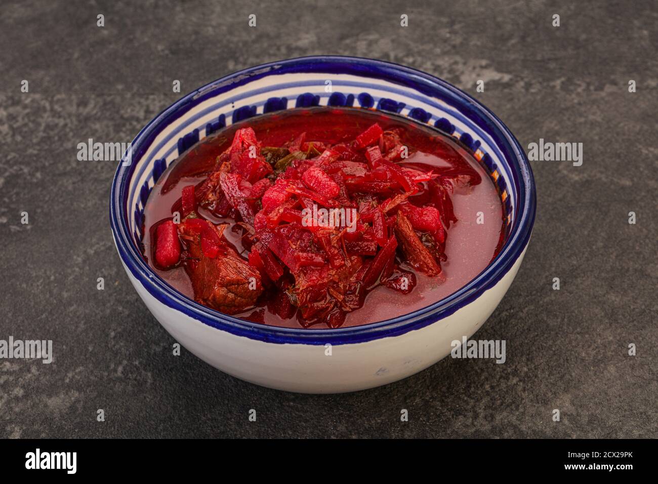Russian traditional Borsch soup with cabbage and beef Stock Photo - Alamy