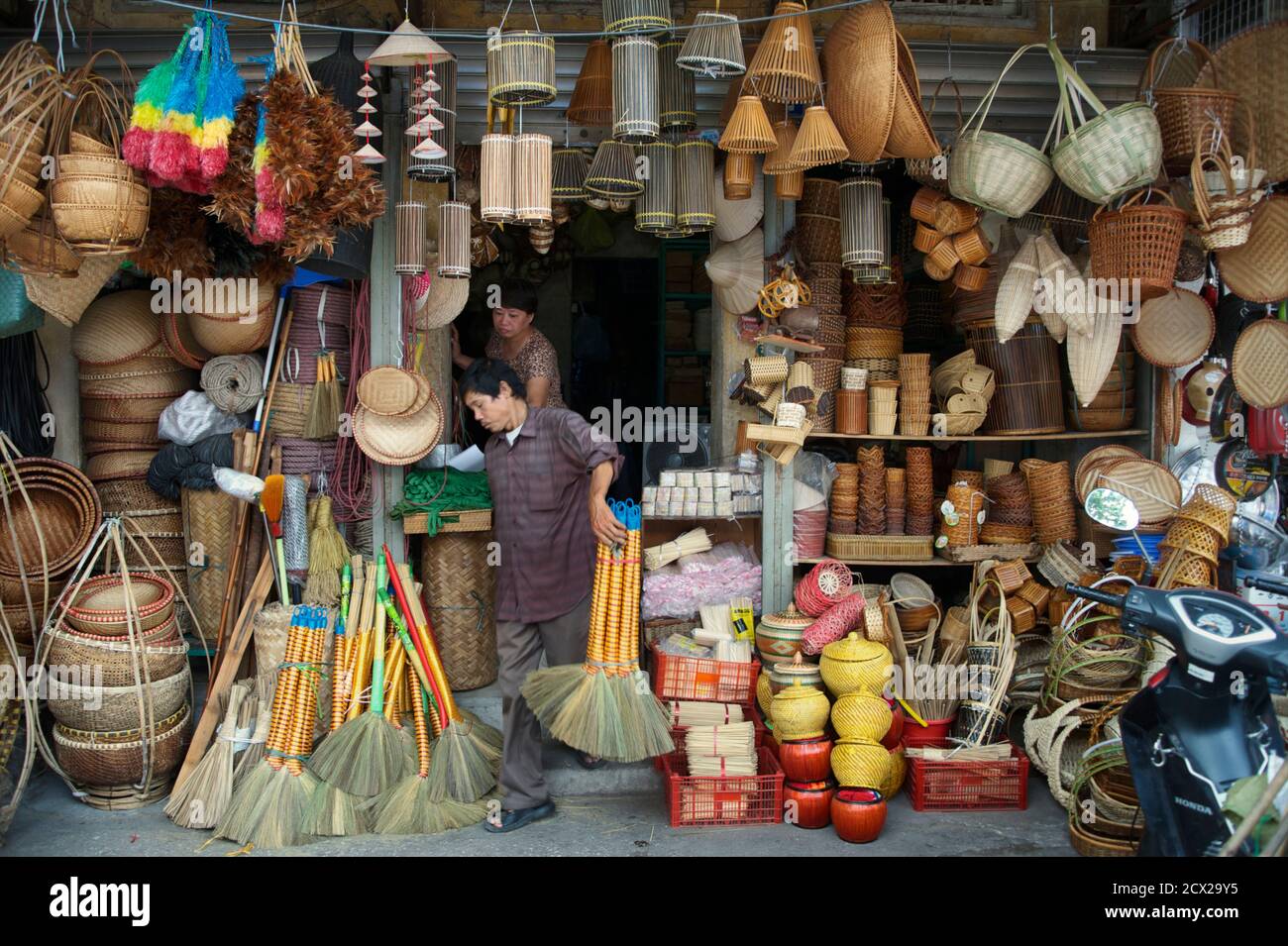 Vietnamese shop selling basketware. Hanoi Old Quarter, VIetnam Stock ...