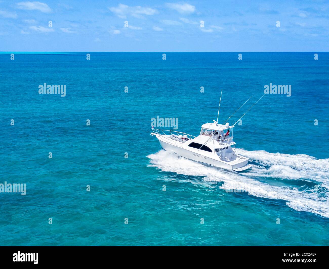 Drone shot of speedboat moving in sea Stock Photo - Alamy