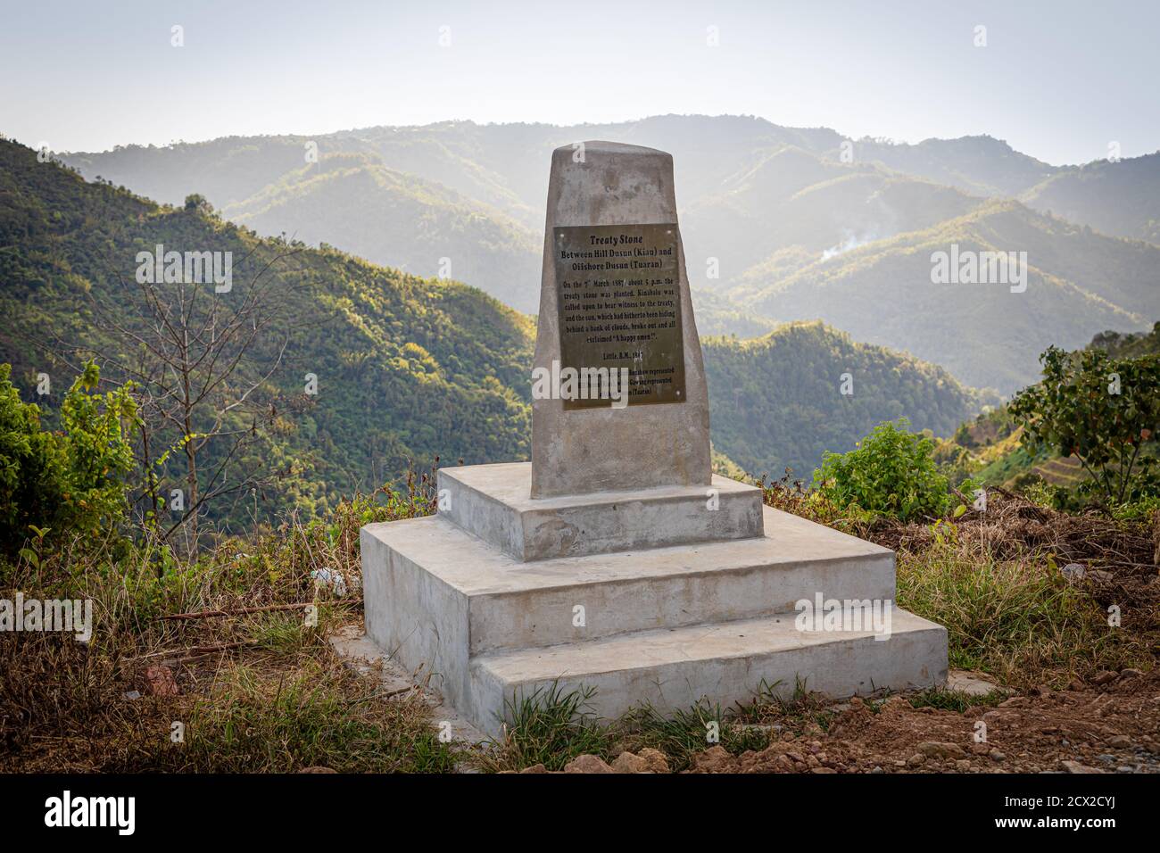 Kiau, Sabah, Malaysia: Kiau Treaty Stone, erected on 7 March 1887, to ...