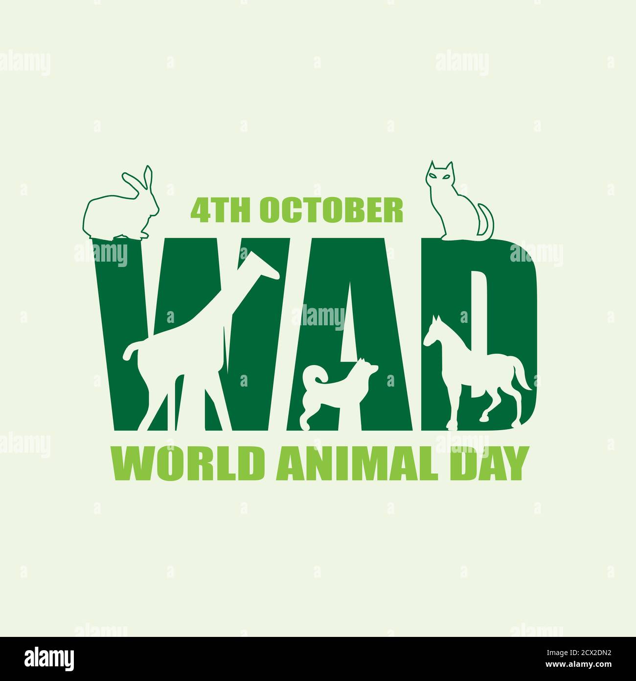 World Animal Day poster, 4th October, wildlife silhouette banner ...