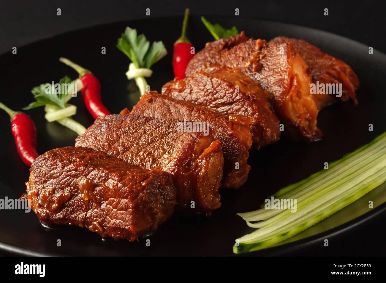 Traditional chinese street food, fried pork meat, Shanghai, China Stock ...