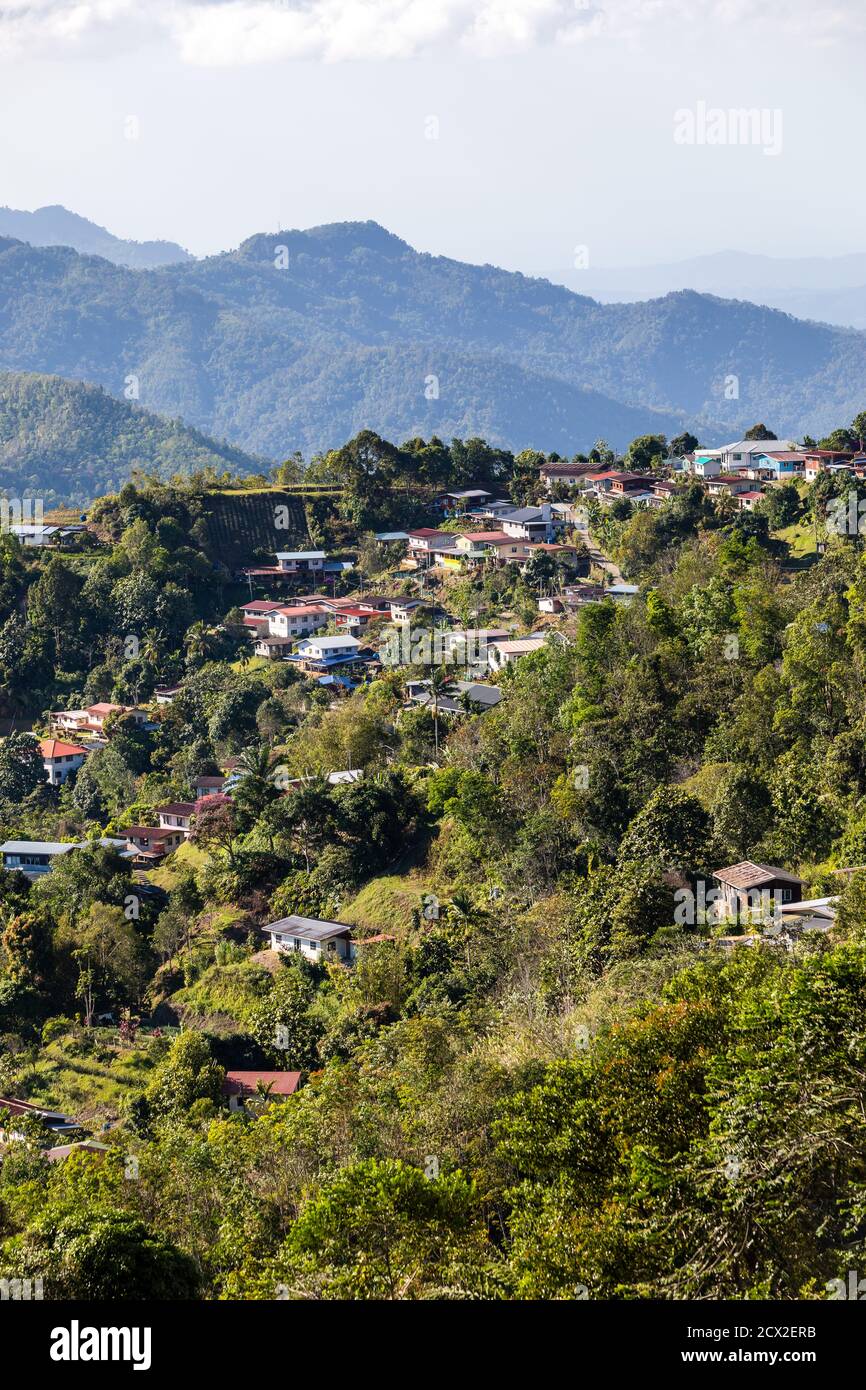 Remote view of Kiau Taburi, a village in the Kota Belud District of ...