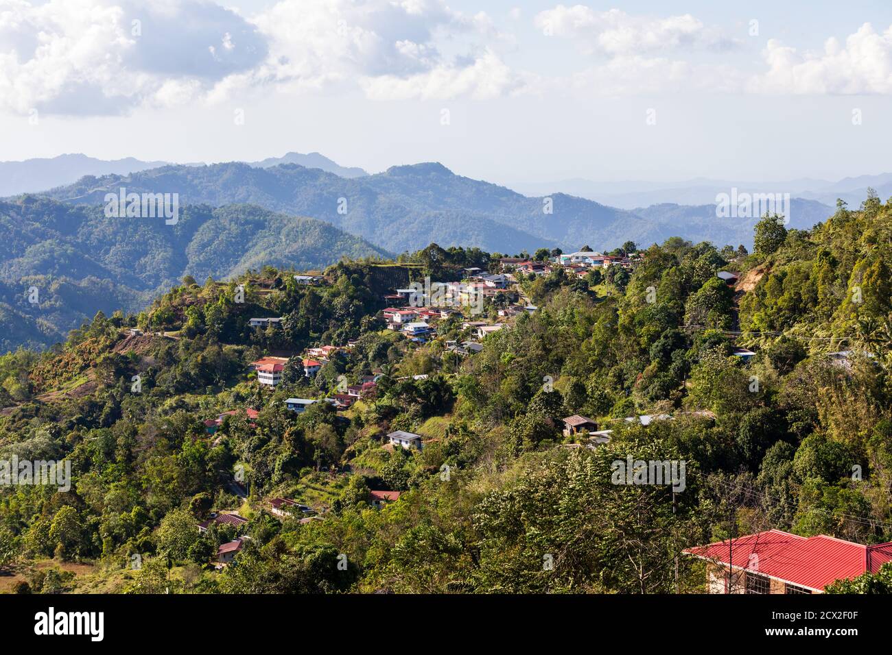 Remote view of Kiau Taburi, a village in the Kota Belud District of ...