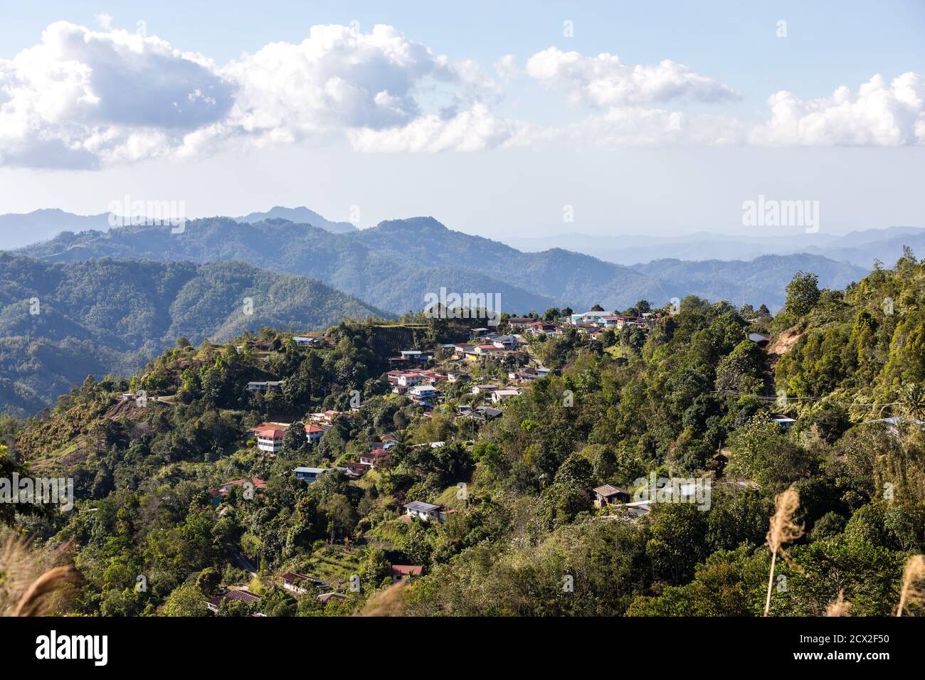 Remote view of Kiau Taburi, a village in the Kota Belud District of ...