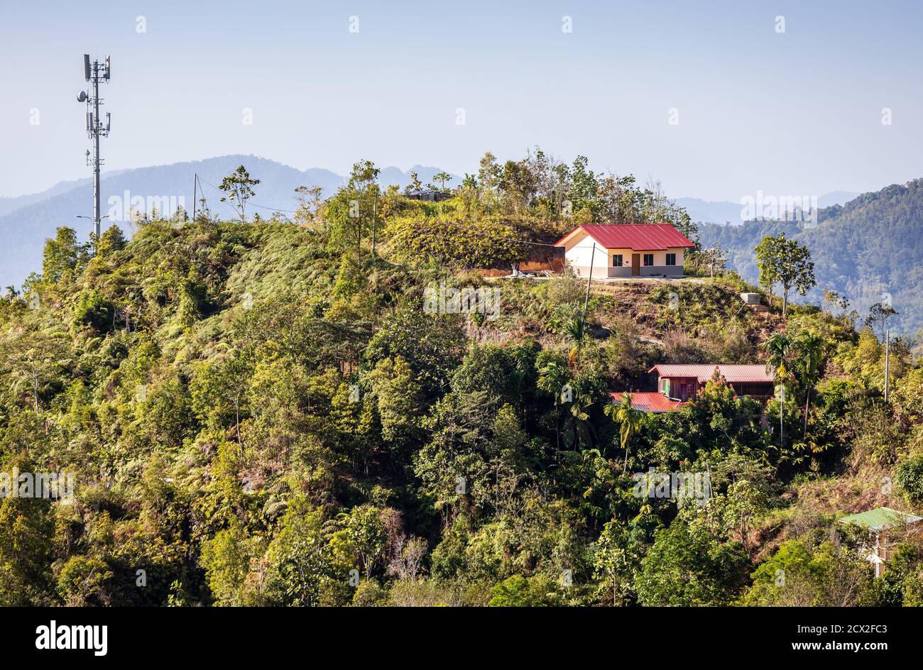 Remote view of Kiau Taburi, a village in the Kota Belud District of ...