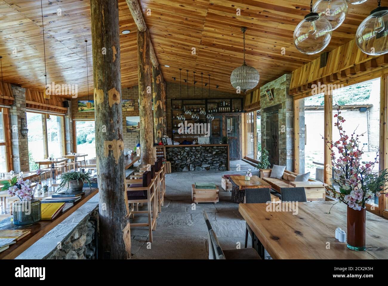 trendy cafe with a panoramic view in Paro, Bhutan Stock Photo - Alamy