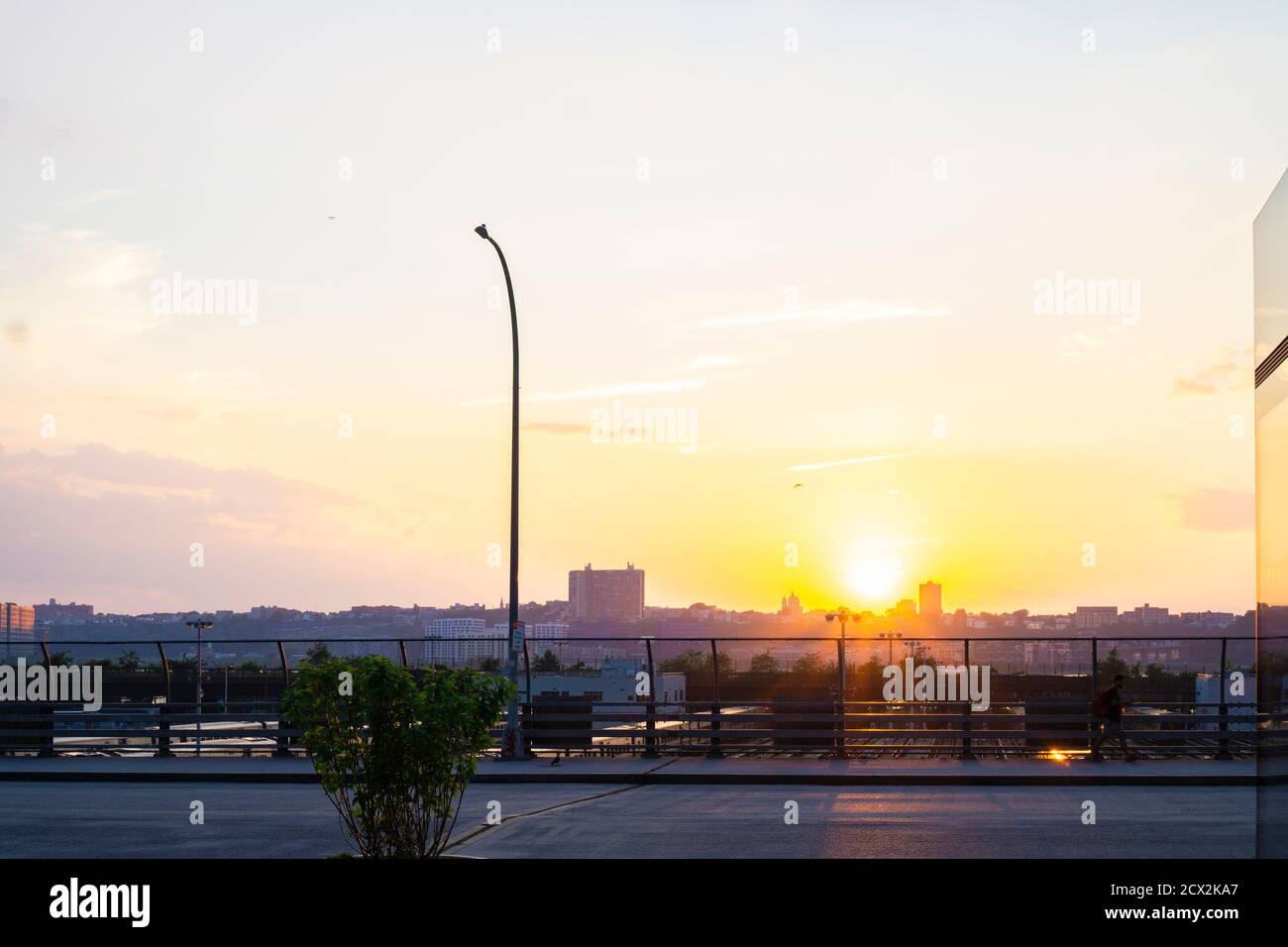 Subway trains outside in midtown Manhattan west side and view on New ...