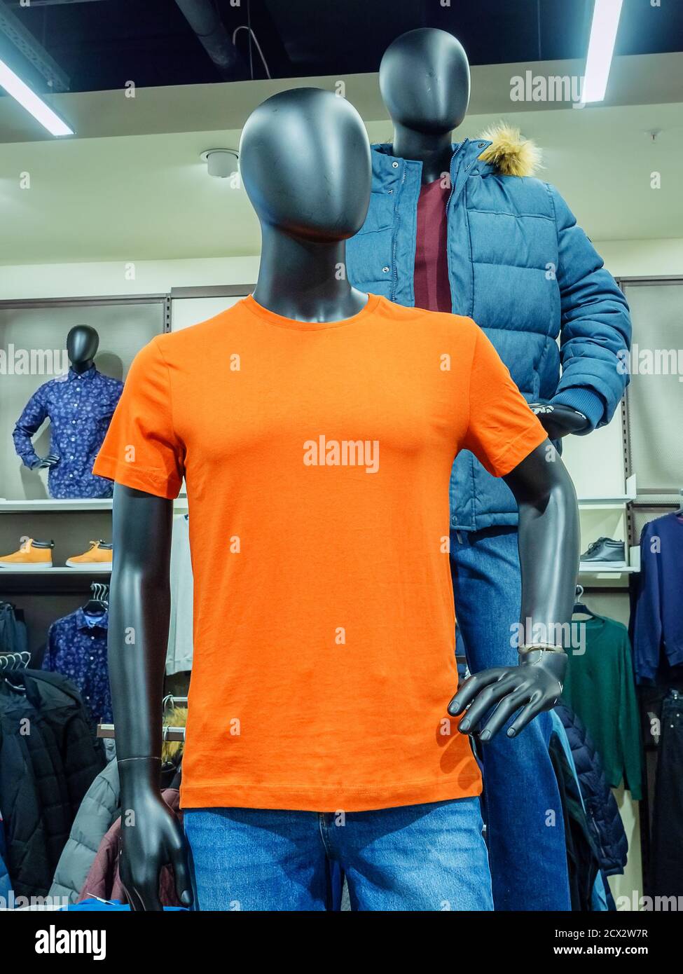 Black abstract mannequins in menswear department in store Stock Photo ...