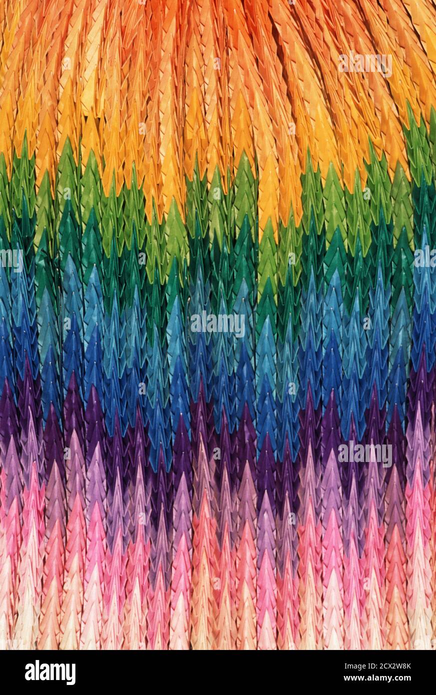 Colourful plaited paper charm made for good luck. Origami. Japan Stock ...