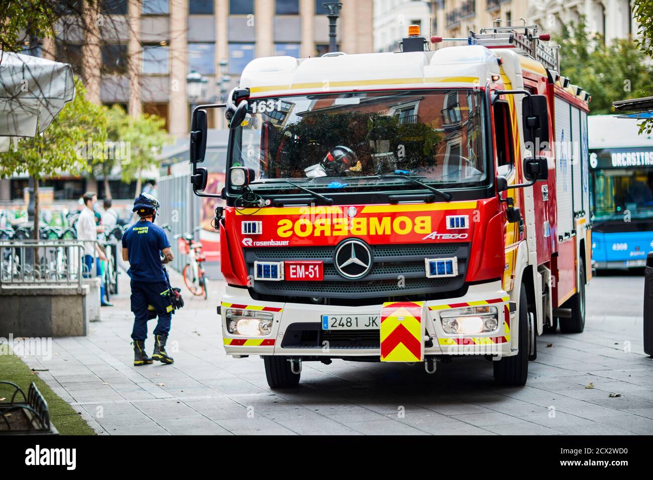 Madrid, Spain - September 18, 2020: Firefighters team from the city of ...