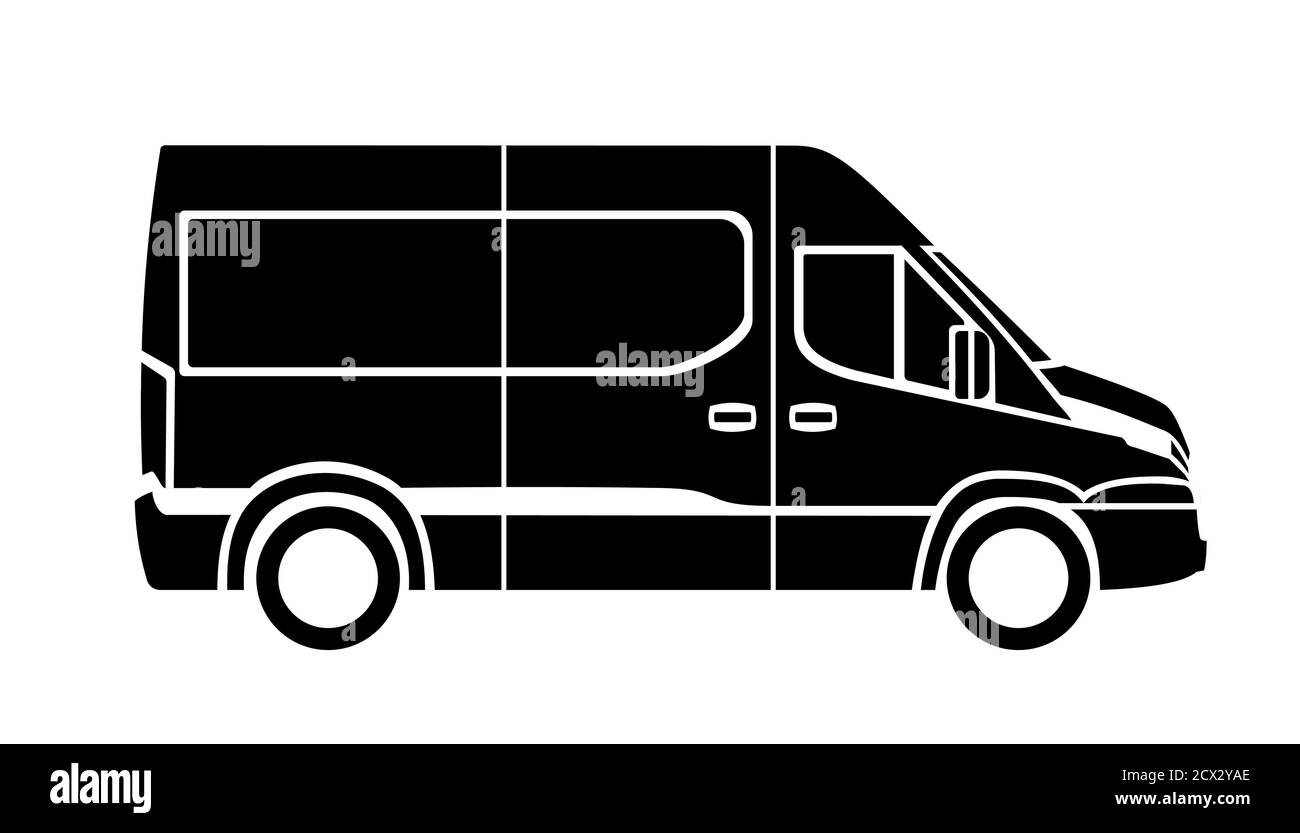 Vector icon van side view on white background. Van side view trendy ...
