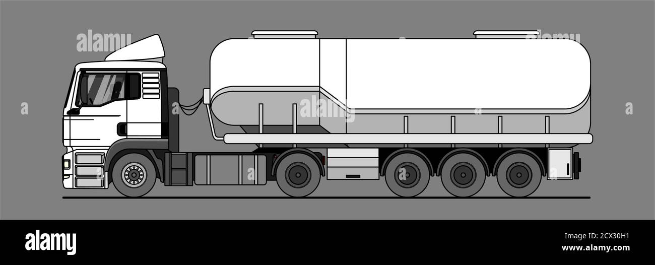 Vector tank truck side view. Truck; semitrailer tank. White blank tank ...