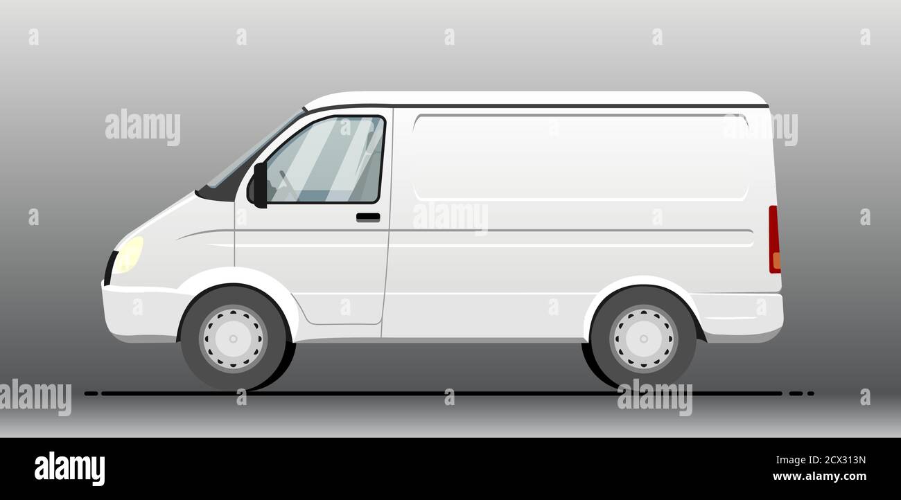 Vector van, lorry, side view. White empty van template for advertising ...