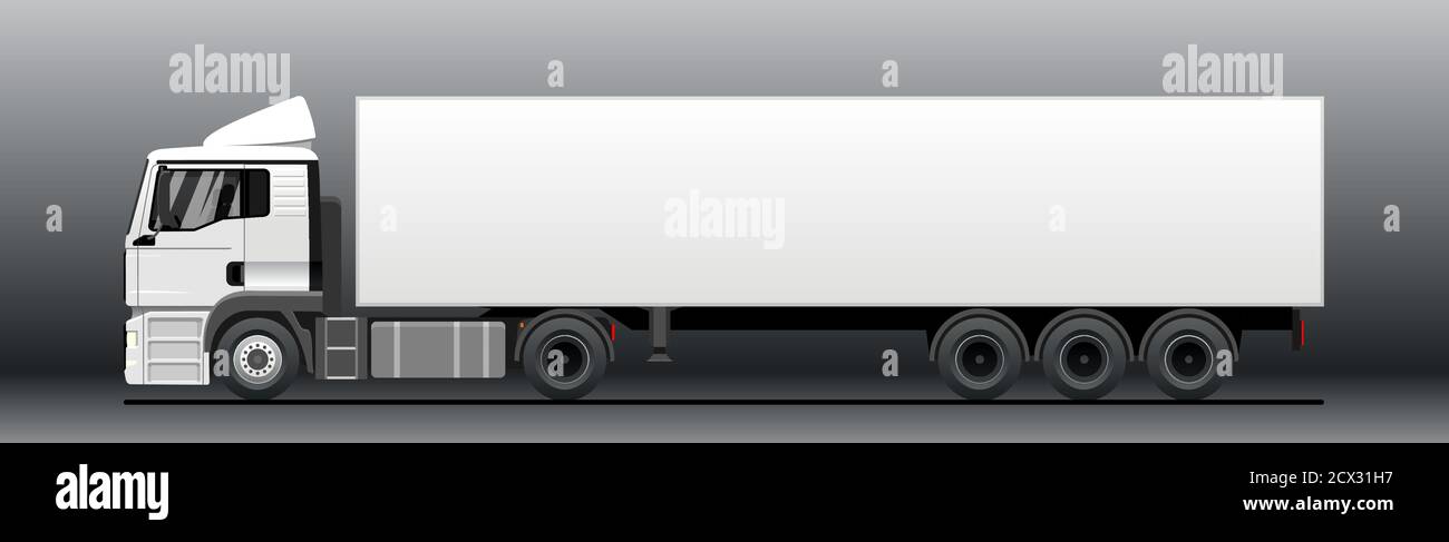 Vector Truck, Lorry, Semitrailer, Side view. White Blank Template truck ...