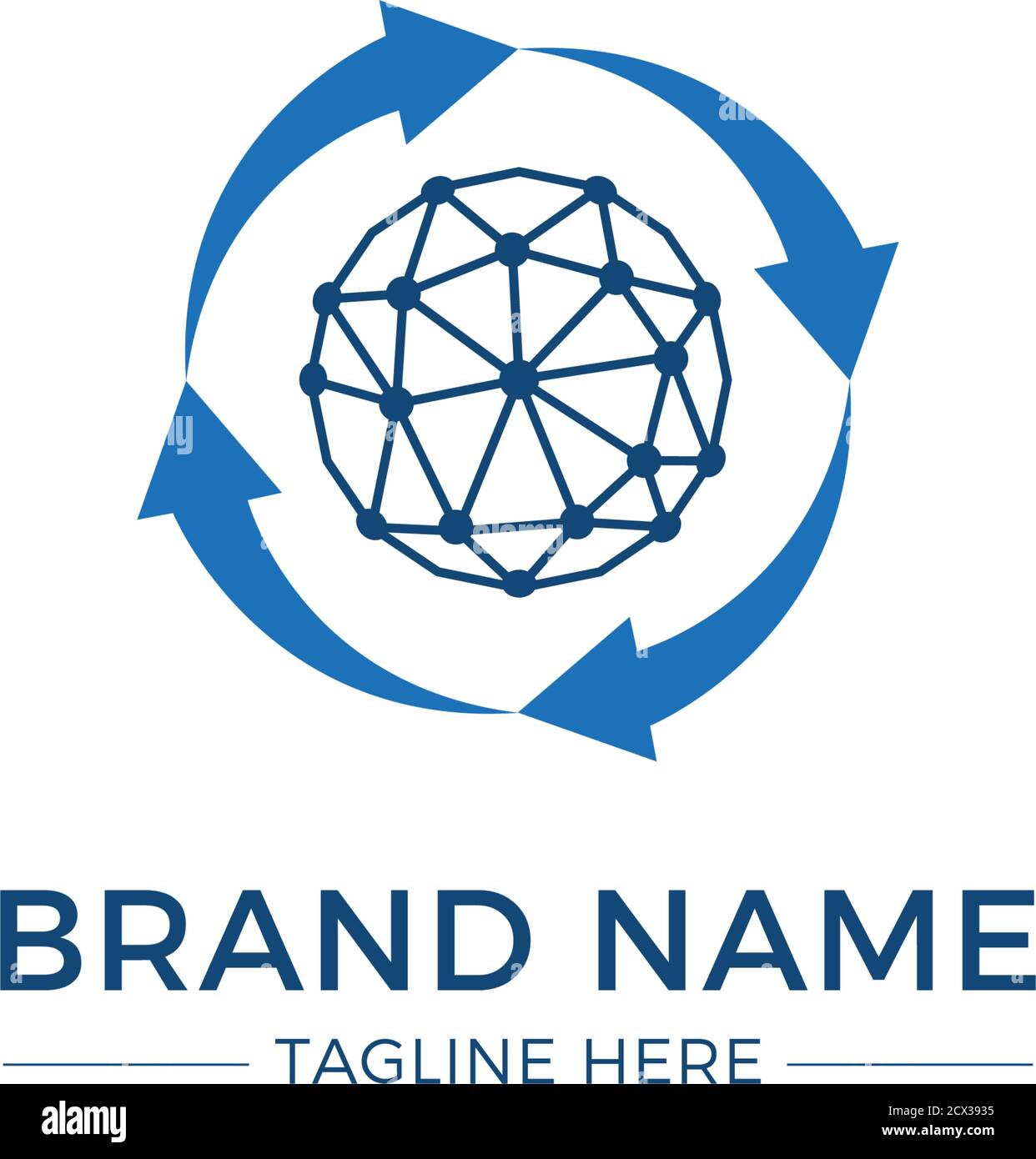 Global turnover. Sphere and arrows logo isolated on white background ...