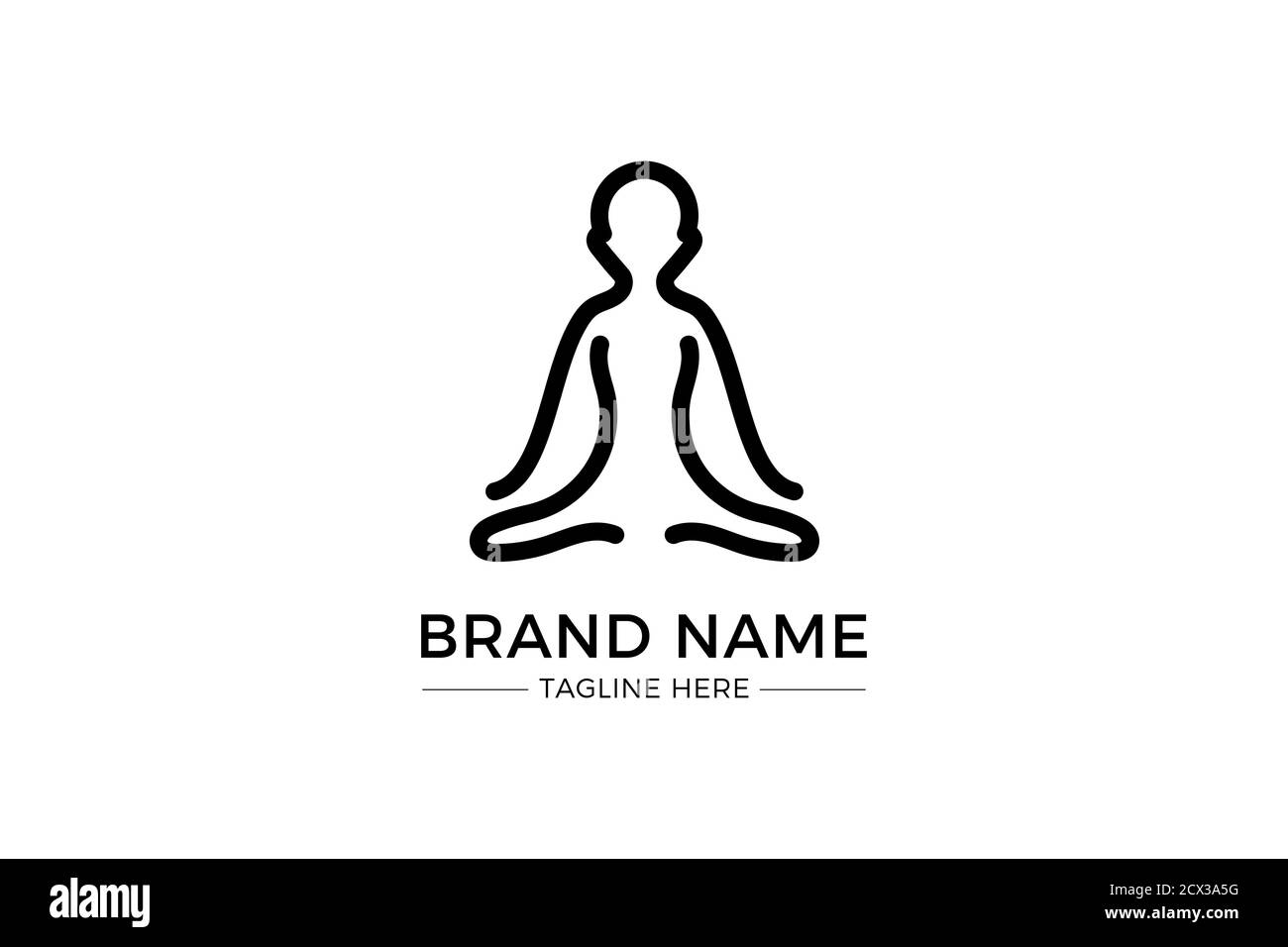 Woman sitting in lotus position minimalistic logo isolated on white ...