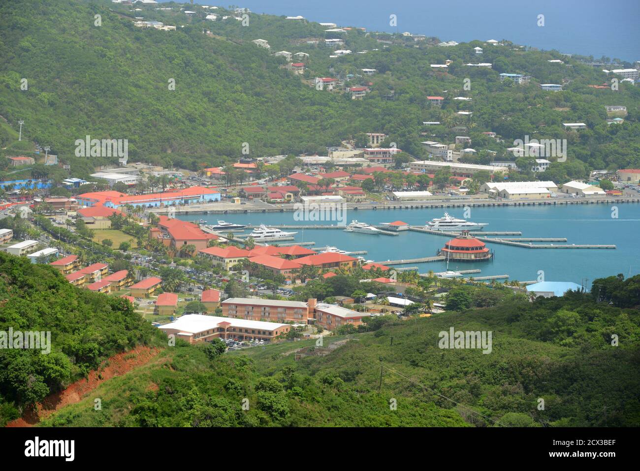Aerial view of Havensight Shopping Mall and Long Bay in Charlotte ...
