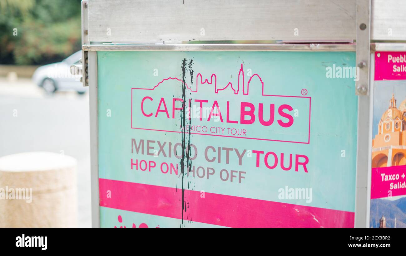 Capital Bus and Mexico City Tour Advertisement on a Mexican Phone Booth ...
