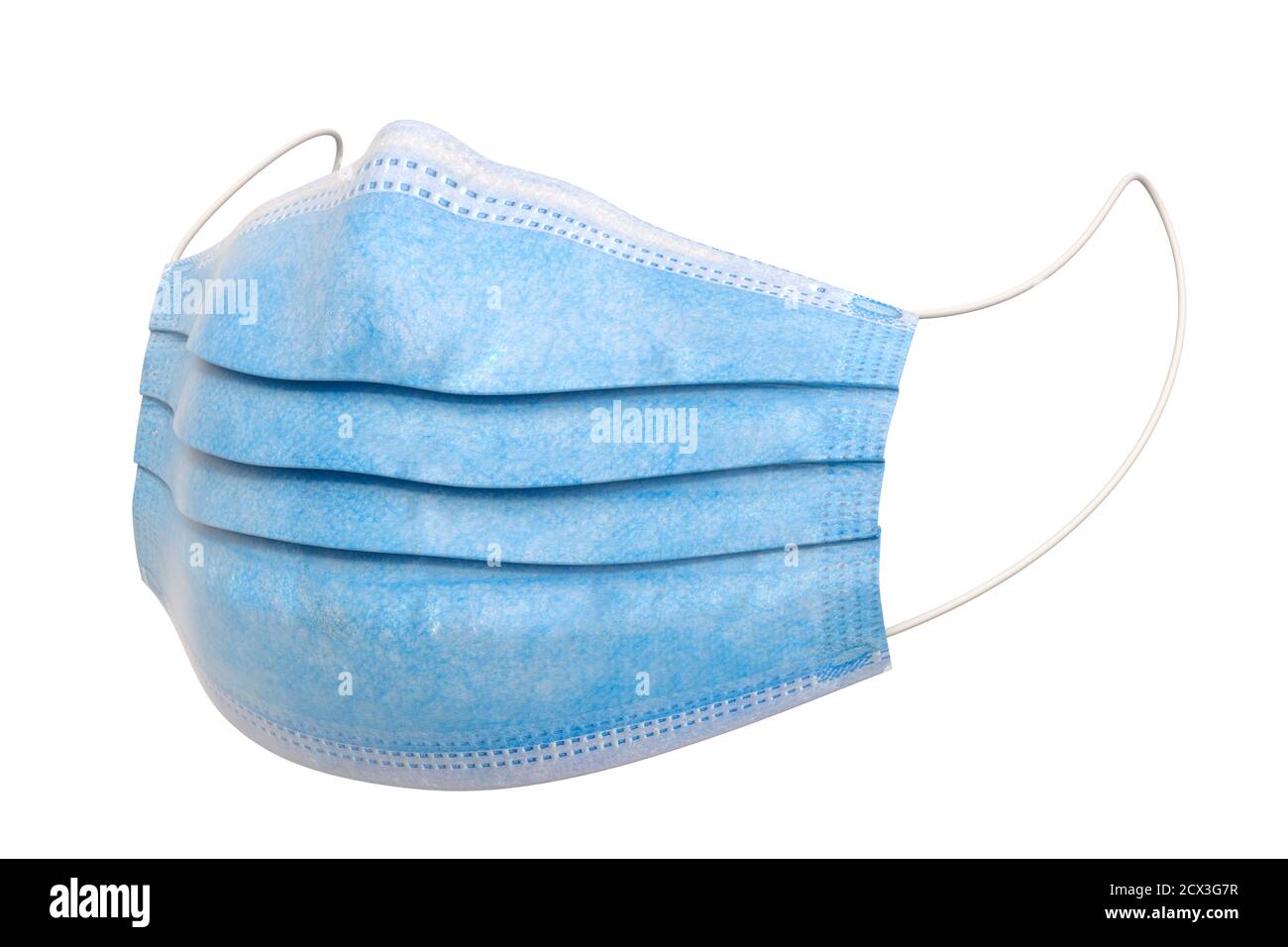 Medical blue face mask, side view. 3D rendering isolated on white ...