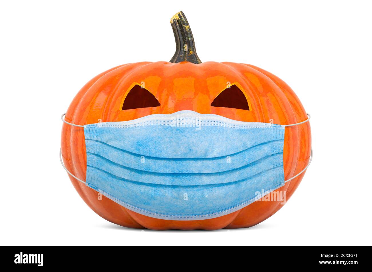 Halloween pumpkin with medical mask. 3D rendering isolated on white ...