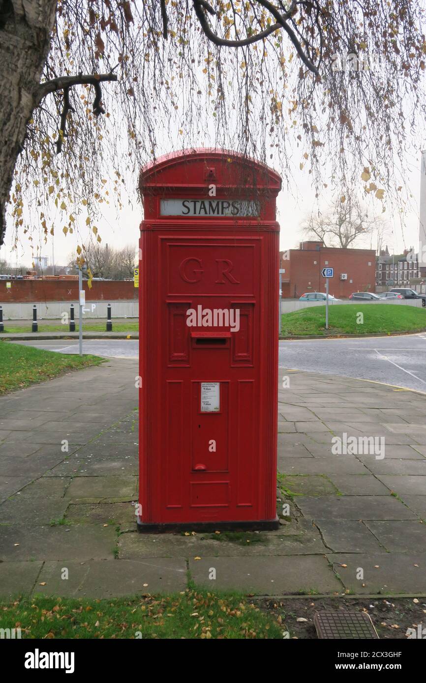 Warrington, Cheshire England, UK, A K4 telephone box. Only 50 were ever ...