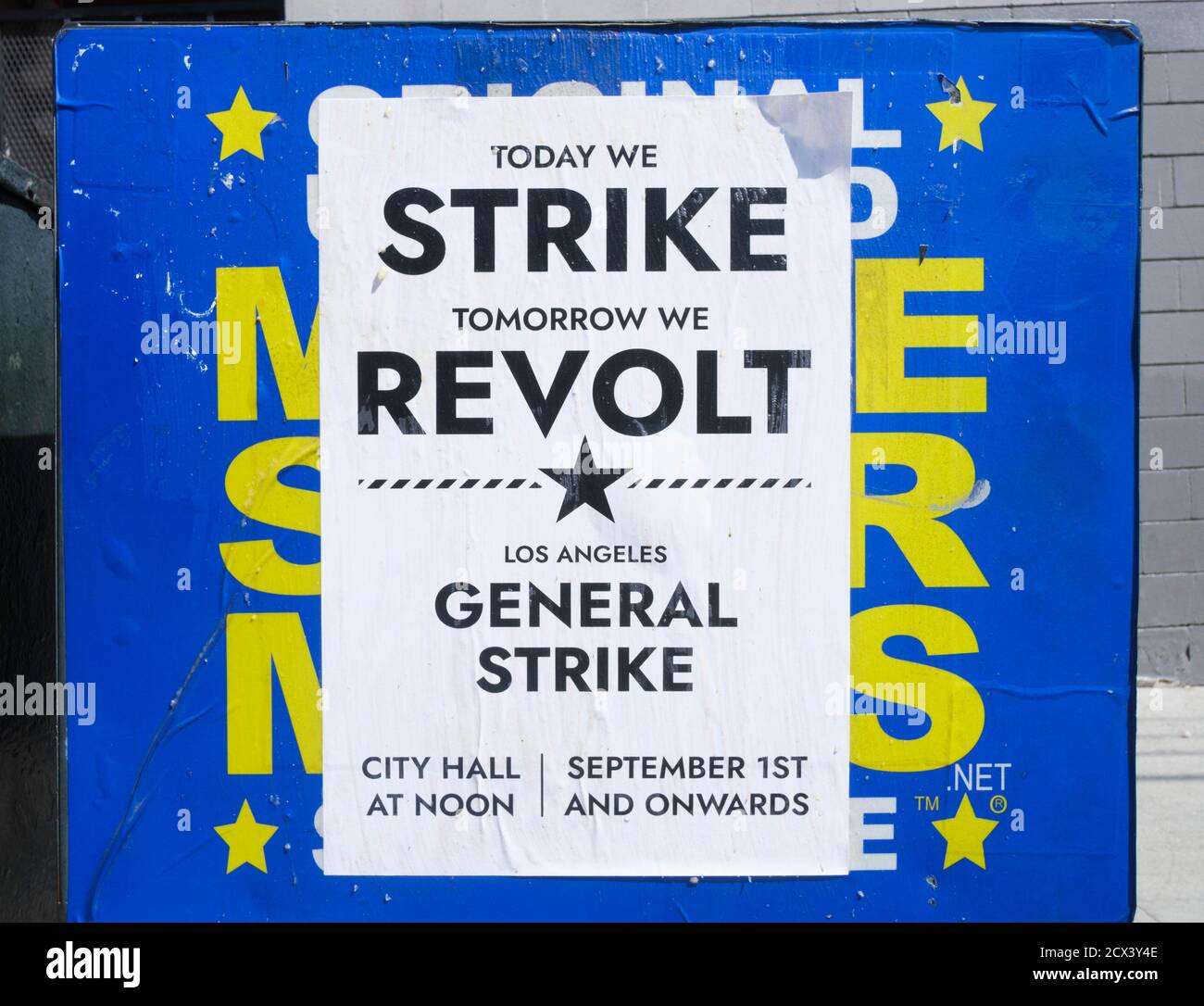 Strike and Revolution sign, Hollywood Boulevard, Hollywood, Los Angeles ...