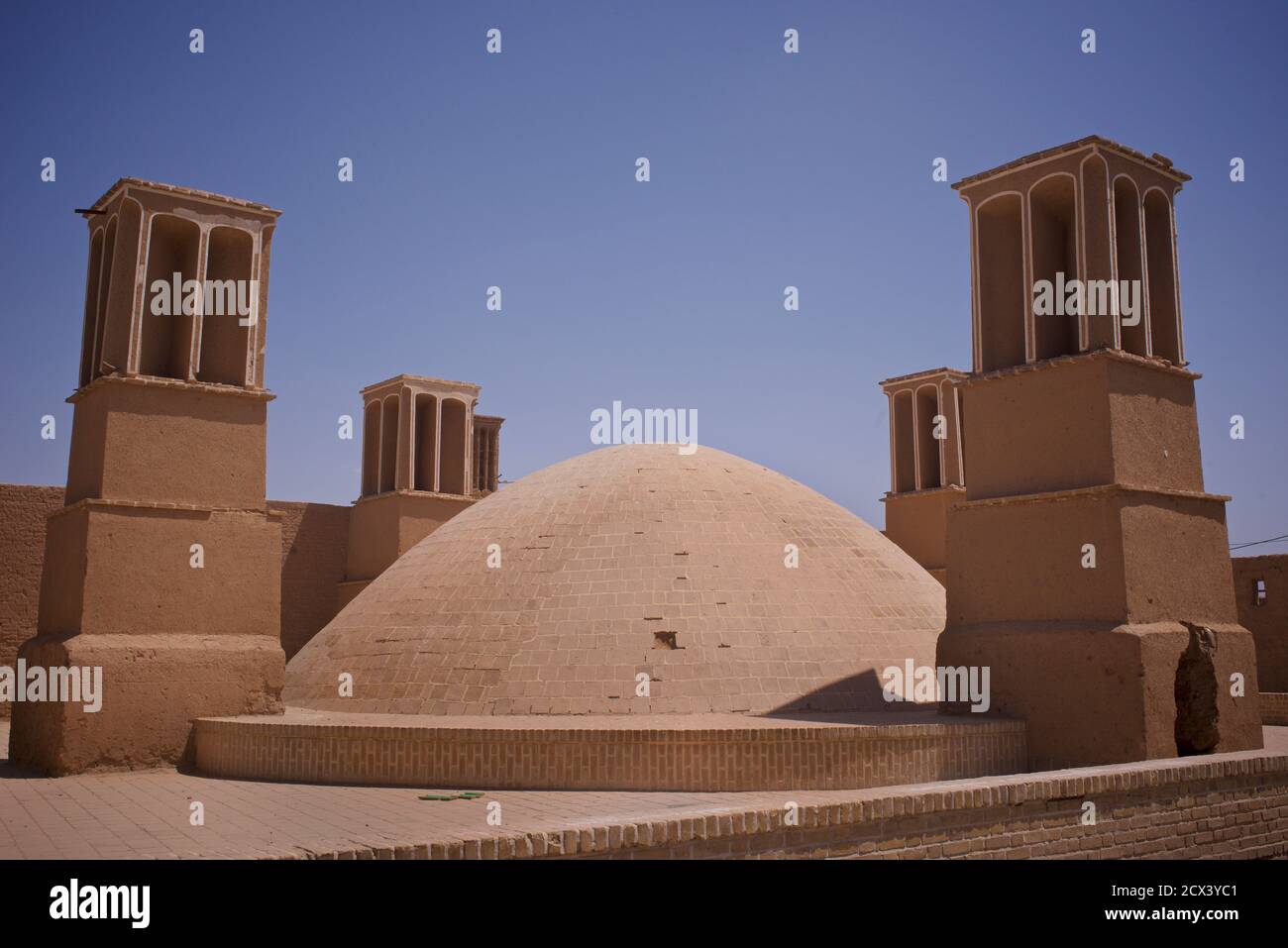 An ab anbar, with dome and windcatchers, Yazd, Iran. Traditional ...