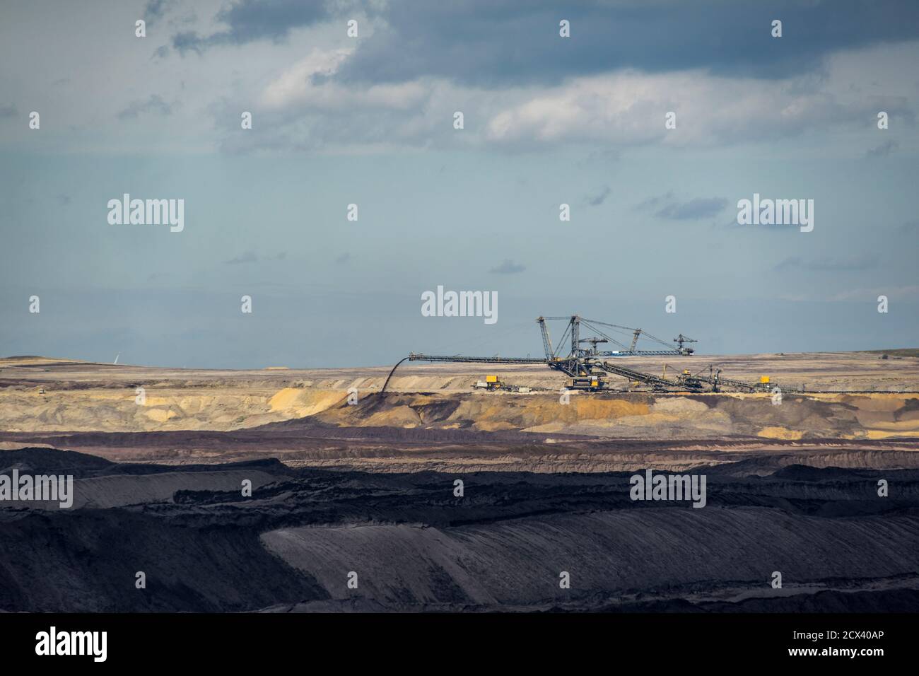 Mining machines in the Welzow-Süd open-cast mine in Lusatia, Germany ...