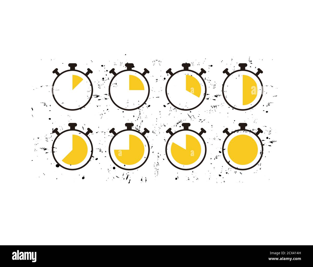 Set Alarm Clock Flat Icon on white background in vector illustration ...