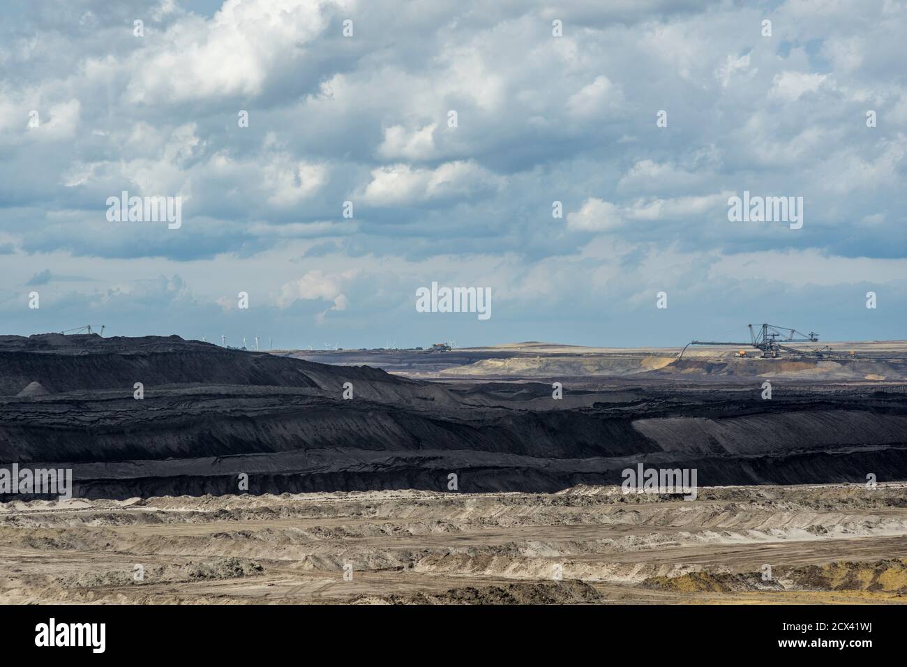 Mining machines in the Welzow-Süd open-cast mine in Lusatia, Germany ...