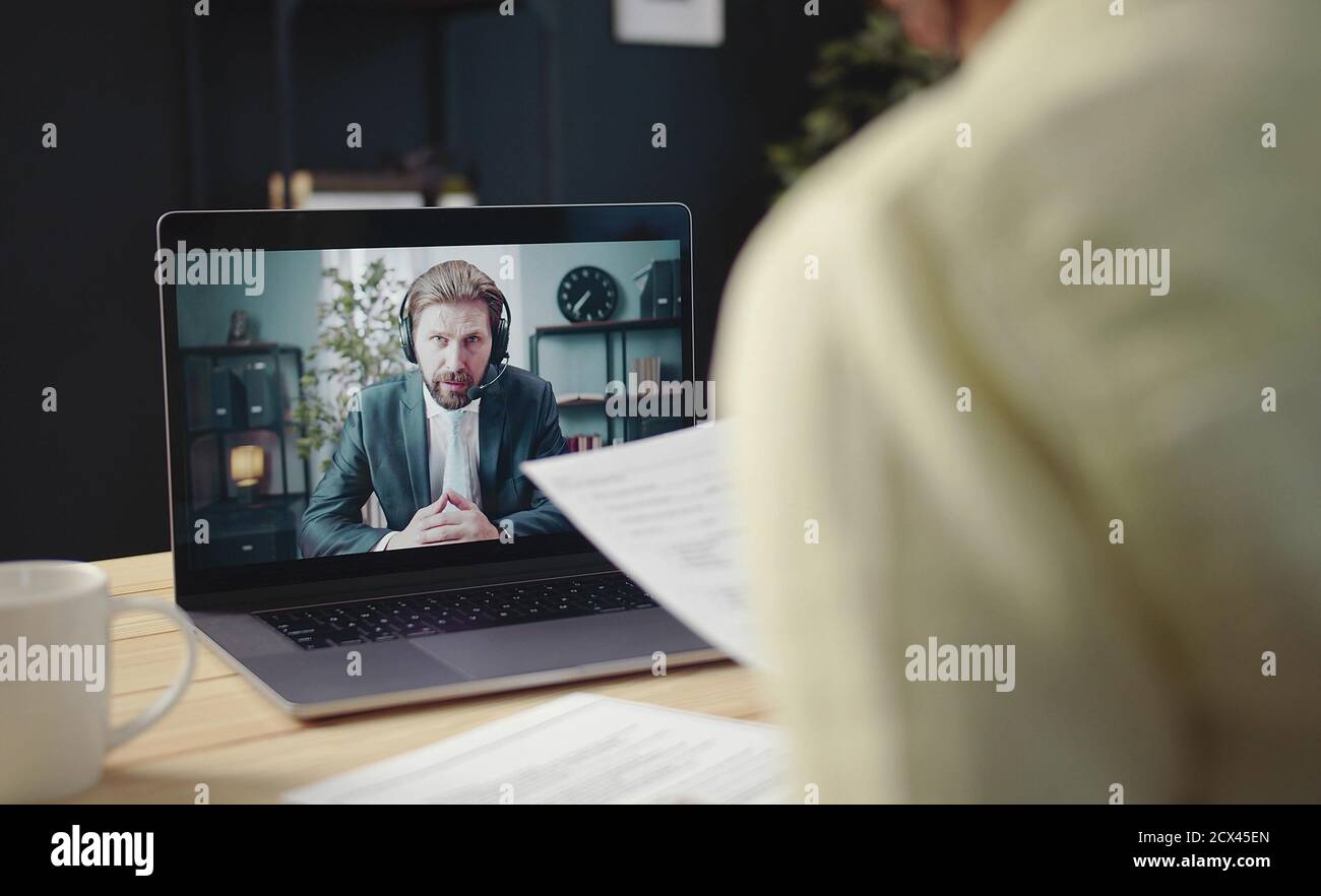 Business person having distant communication Stock Photo - Alamy