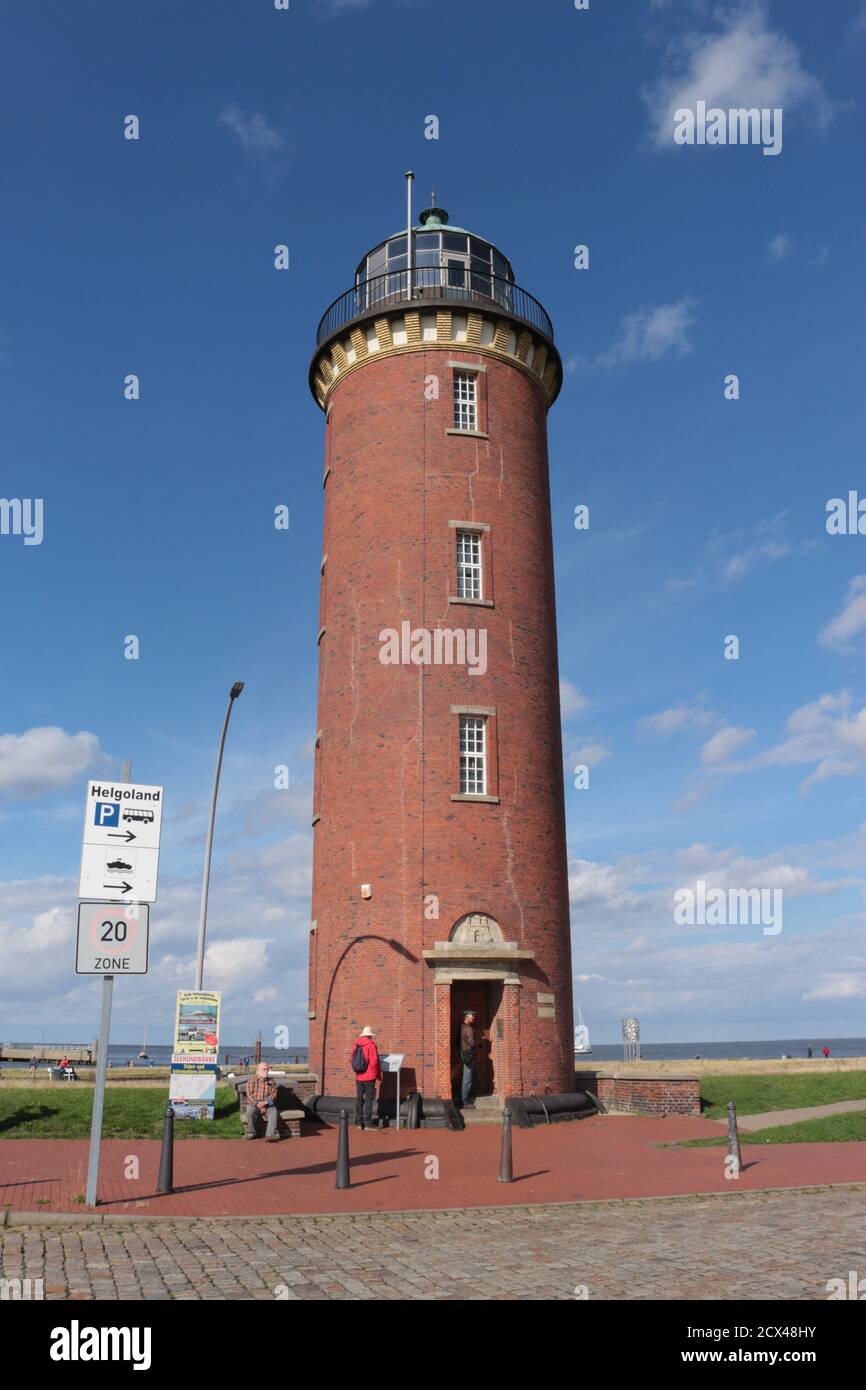 Lighthouse in Cuxhaven, called Lighthouse Hamburg, near Alte Liebe ...