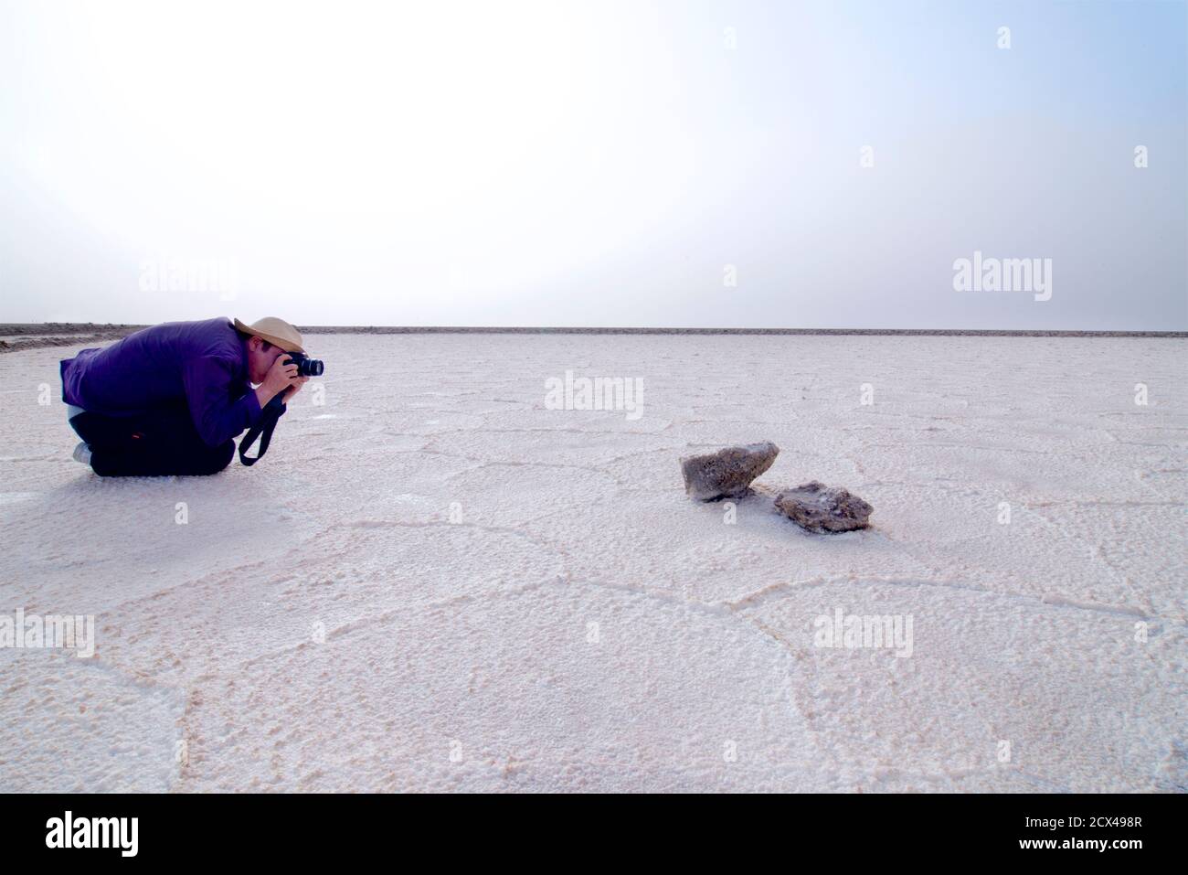 Photography at the Dasht-e Kavir desert, near Khur, salt desert. Iran ...