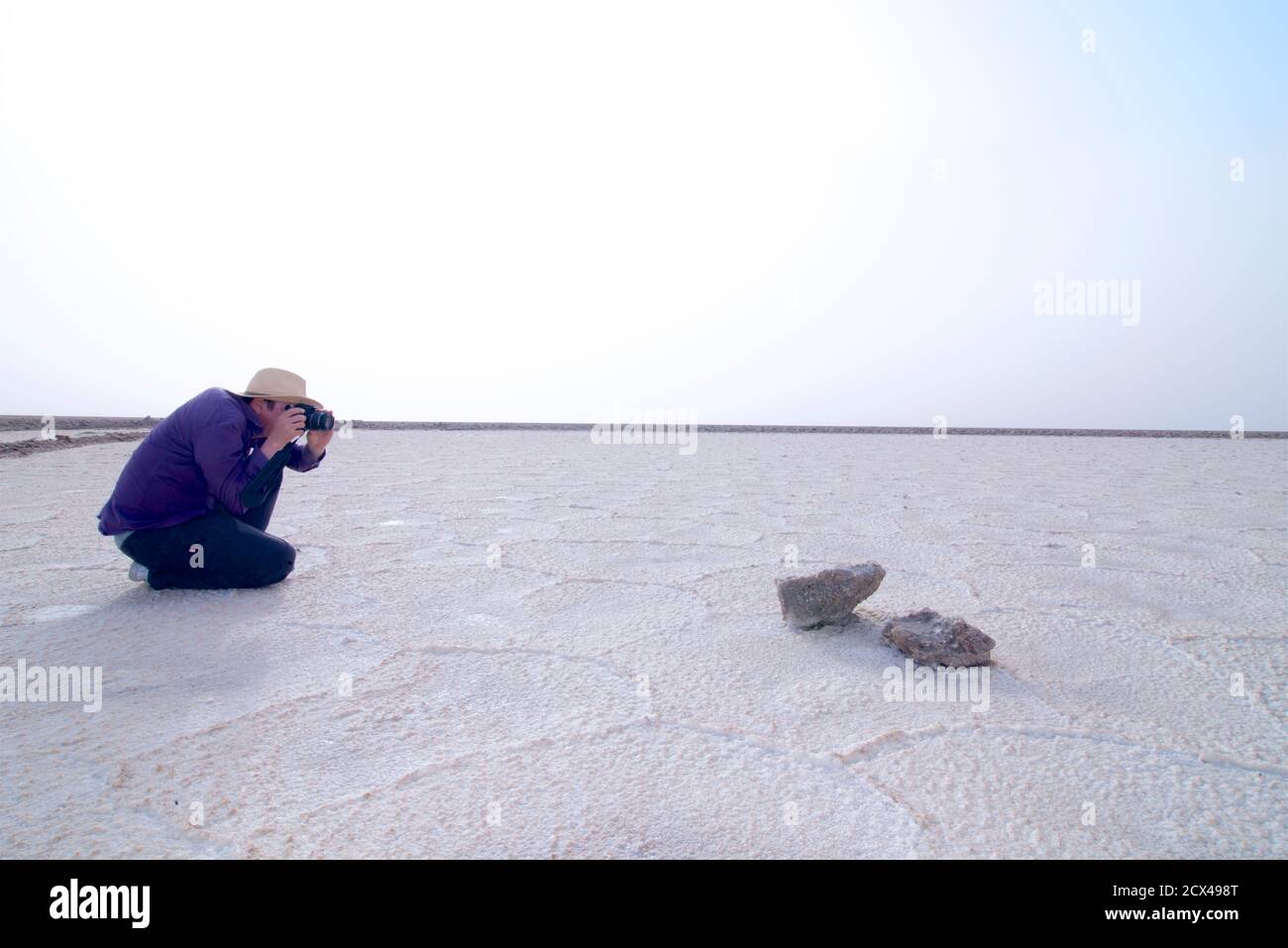 Photography at the Dasht-e Kavir desert, near Khur, salt desert. Iran ...