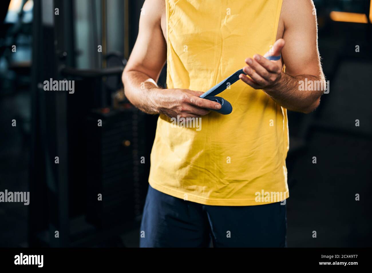 Athlete wraps hands elastic bandage hi-res stock photography and images ...