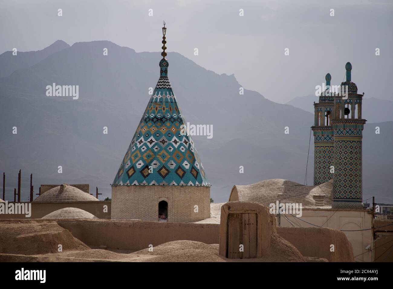 View of old parts of Kashan from roof level. Isfahan province, Iran ...